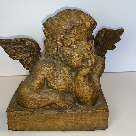 Source Unknown | Other | Pondering Cherub Table Shelf 7 X 8 Resin ...